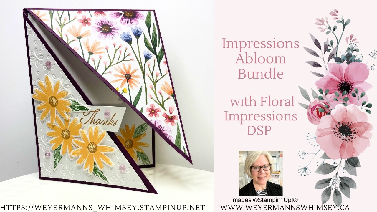 Impressions Abloom Card Idea 3 with Eyelet 3D folder and Floral ...