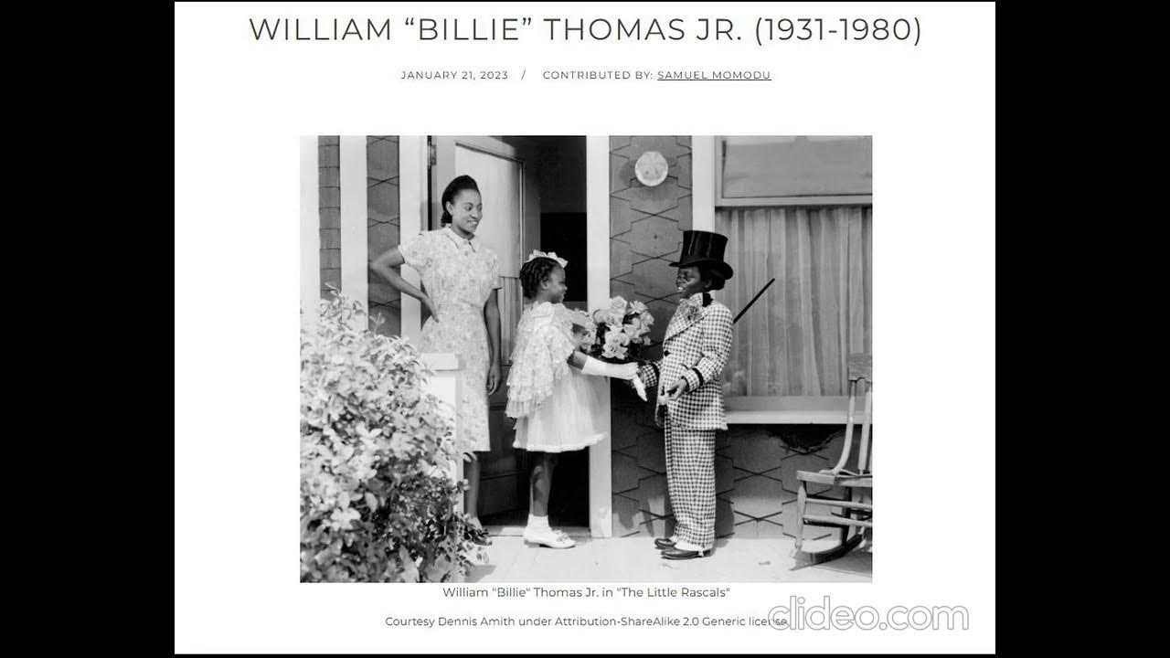 William 'Billie' Thomas Jr- Buckwheat On Our Gang/Little Rascals #buckwheat #littlerascals - YouTube