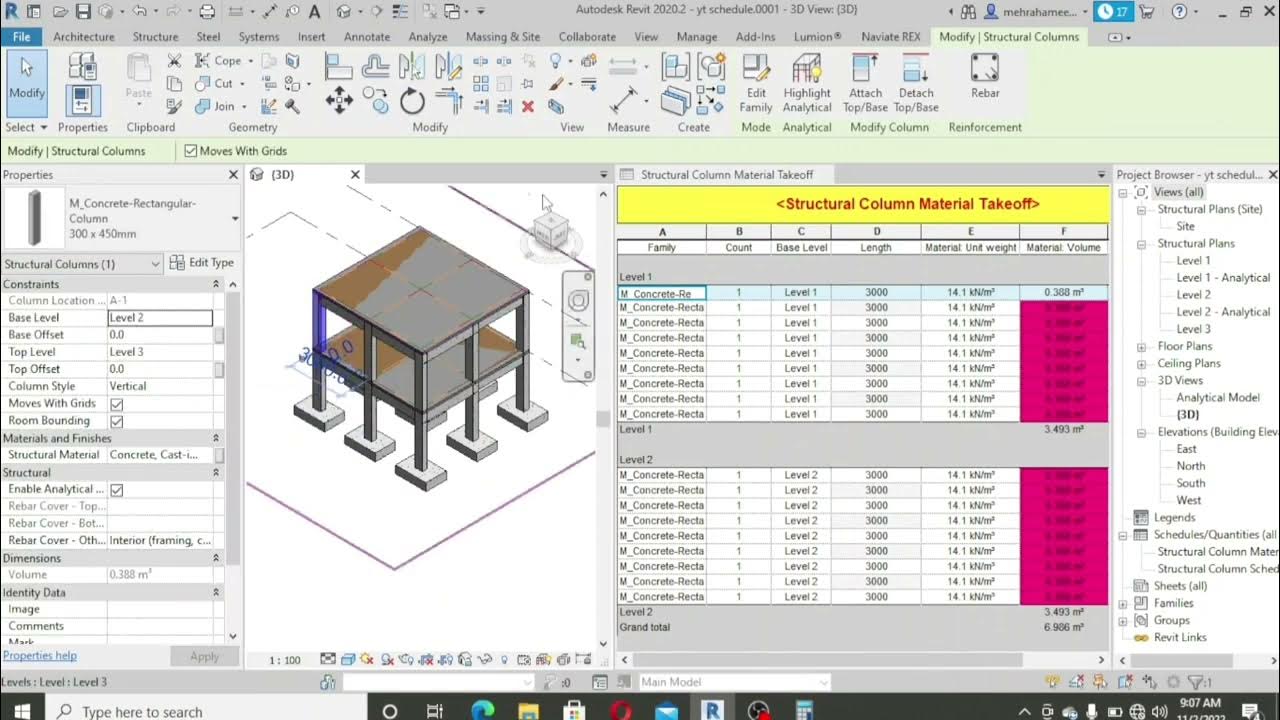 Quantity takeoff and scheduling in revit Part(B) |Revit2020| - YouTube
