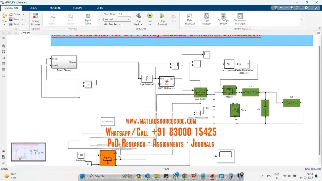 MPPT controller for a PV array Matlab Simulink Simulation Electrical - YouTube