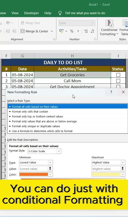 Todo List part 2 #vba #exceltips#excelmacros #exceltricks #checkbox#Conditional Formatting # ...