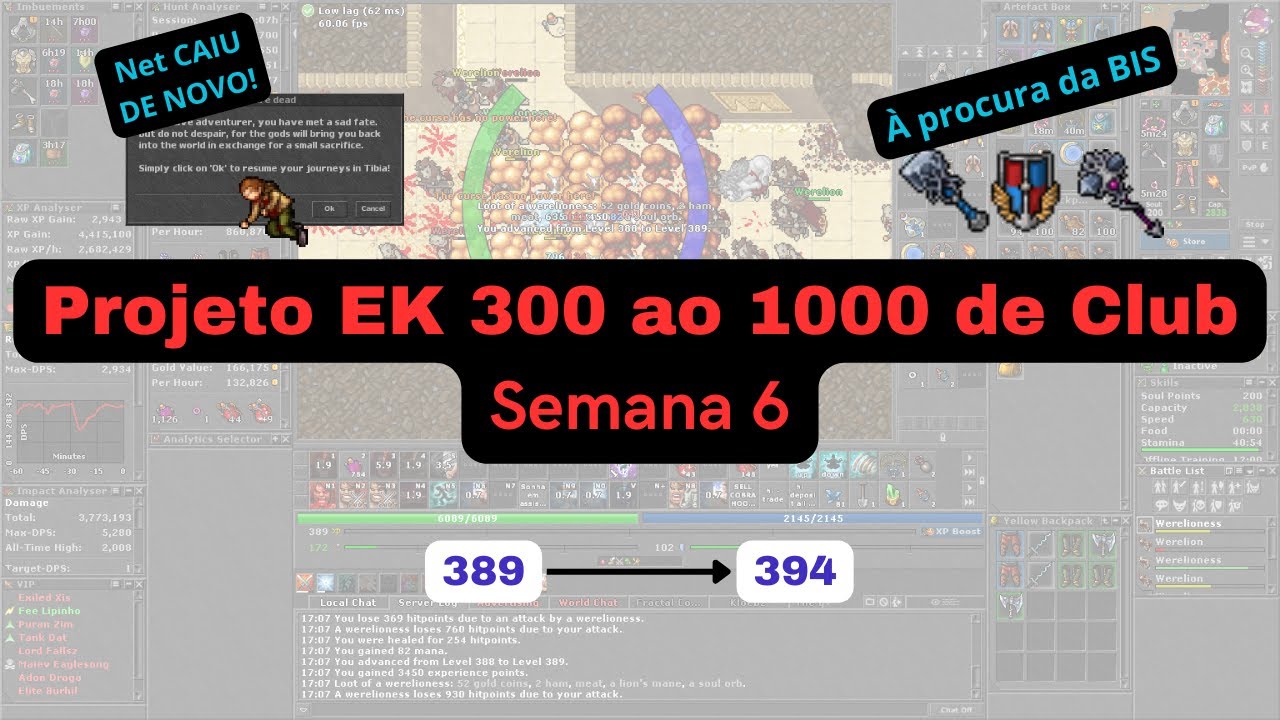 [Tibia] EK de Club SOLO - do 300 ao 1000 - Semana 06 - Mais uma morte ...