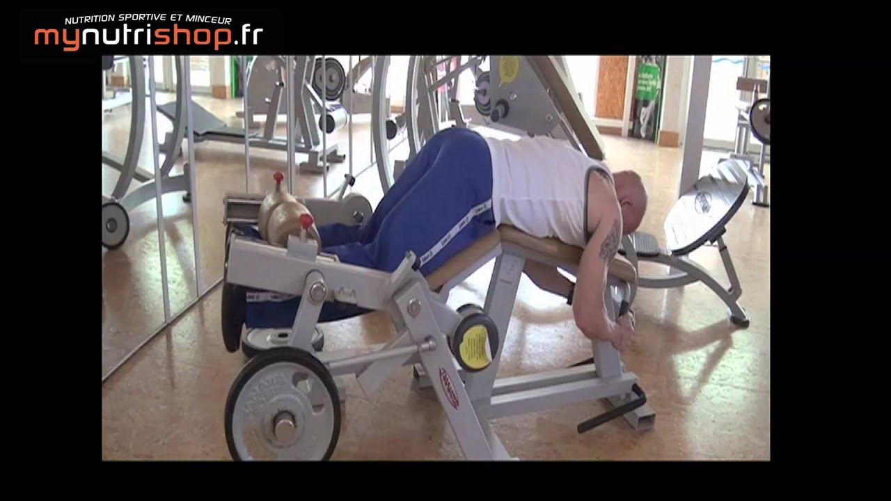 exercice musculation ischios sur machine leg curl - YouTube