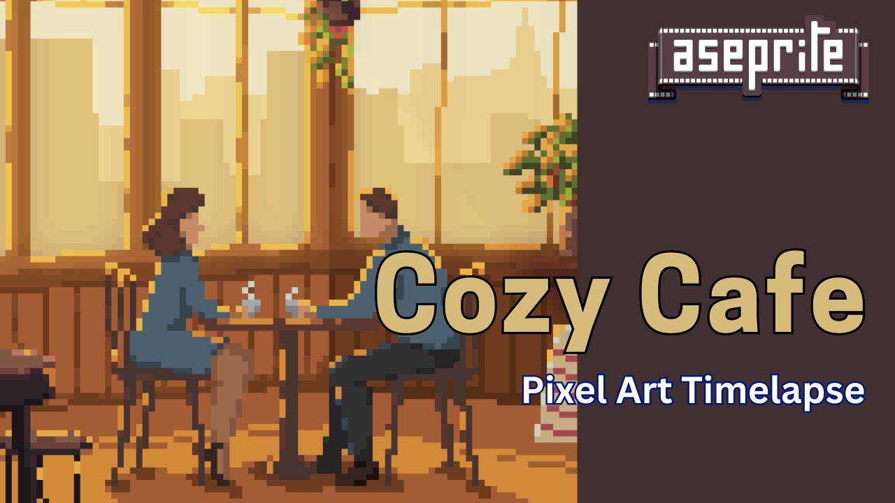 Cozy Cafe pixel art timelapse - YouTube