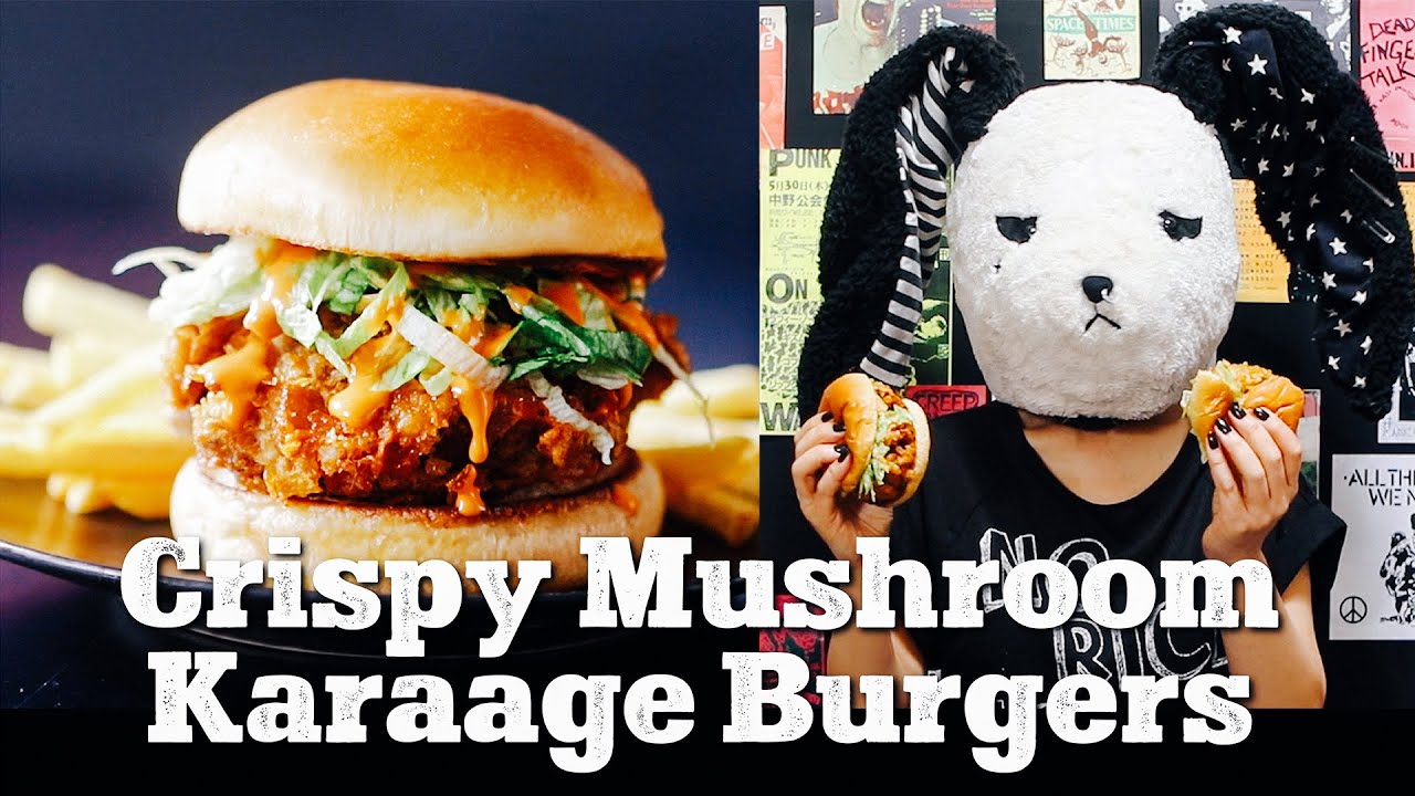【Vegan】Crispy Japanese "Chicken" Karaage burgers with oyster mushrooms ...