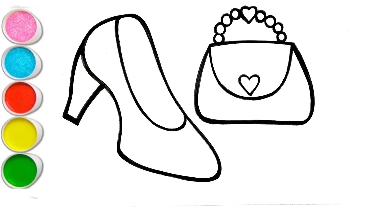 How to Draw Shoes and Hand Bag for Kids and Toddlers! | Shoes and ...