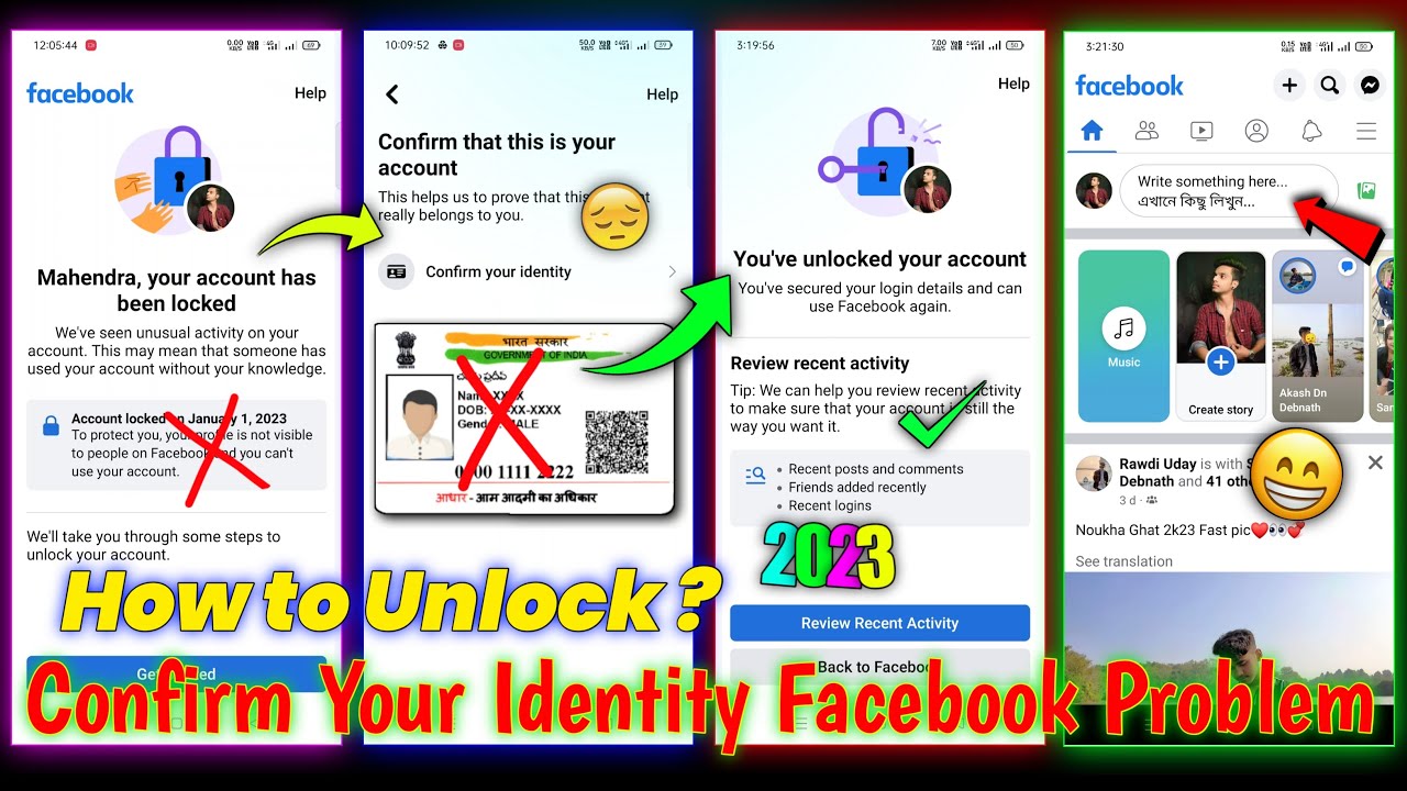 Confirm Your Identity Facebook Problem 2023 | Facebook lock how to ...