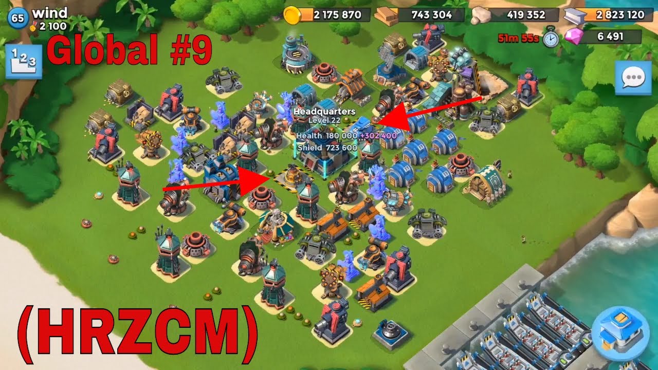 Boom Beach - Global #9 Wind (7 Boosted Ice) Laser/SB/Shield difficult ...