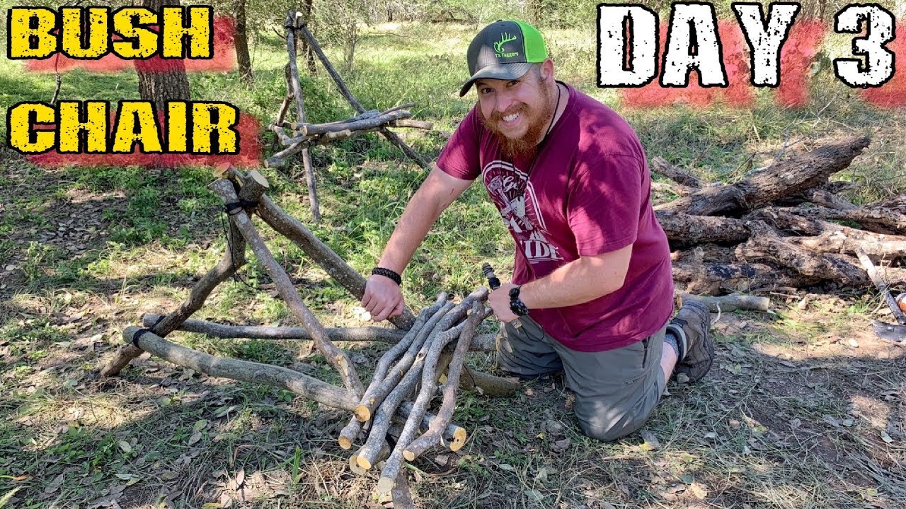 Primitive Camp Chair Build / Day 3 of 30 Day Survival Challenge Texas ...