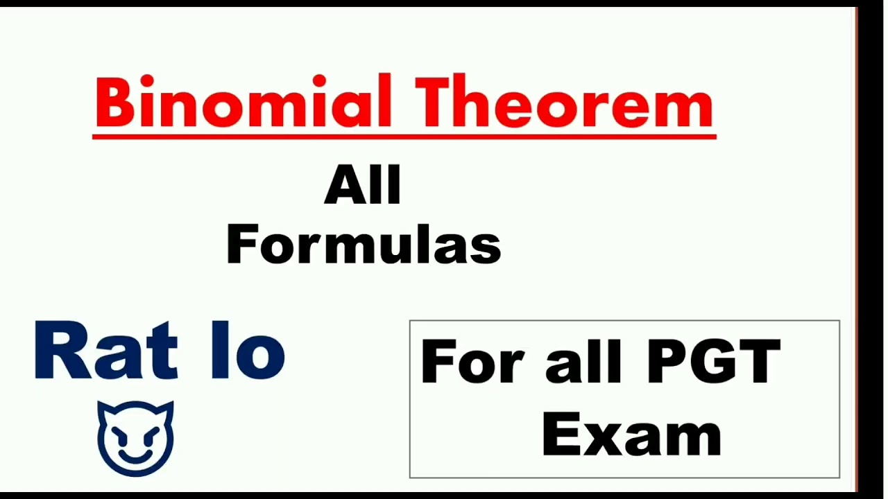Formulas chart - binomial theorem - YouTube