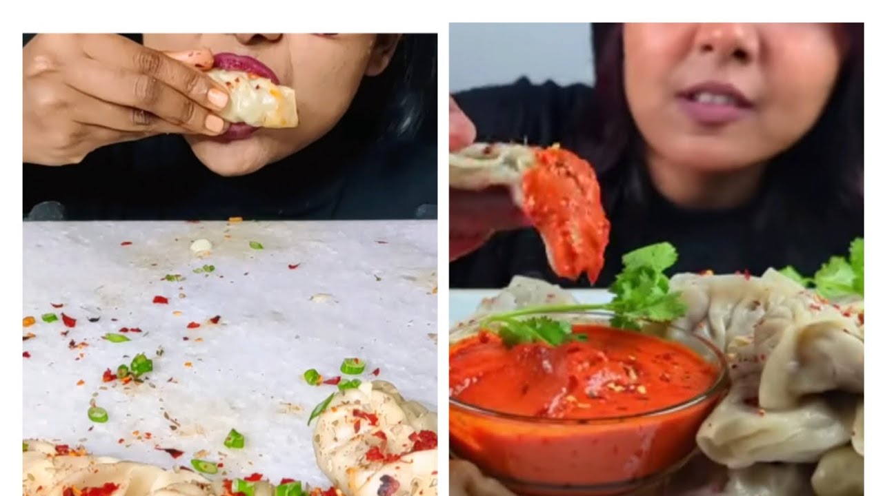 momos eating challenge spicy momos eating asmr with spicy chutney 🤤🤤 ...