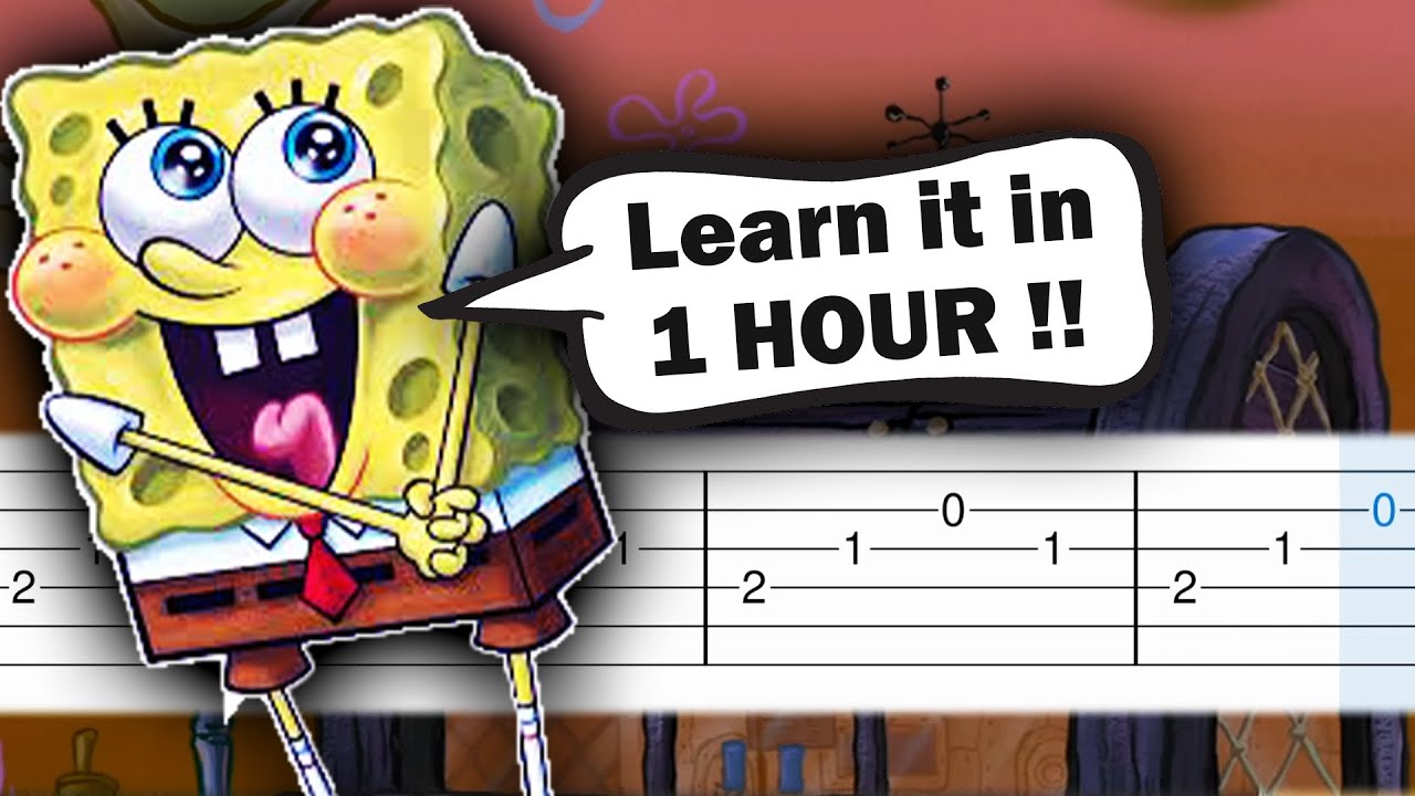 SpongeBob - Closing Ending theme - EASY Guitar tutorial (TAB) - YouTube