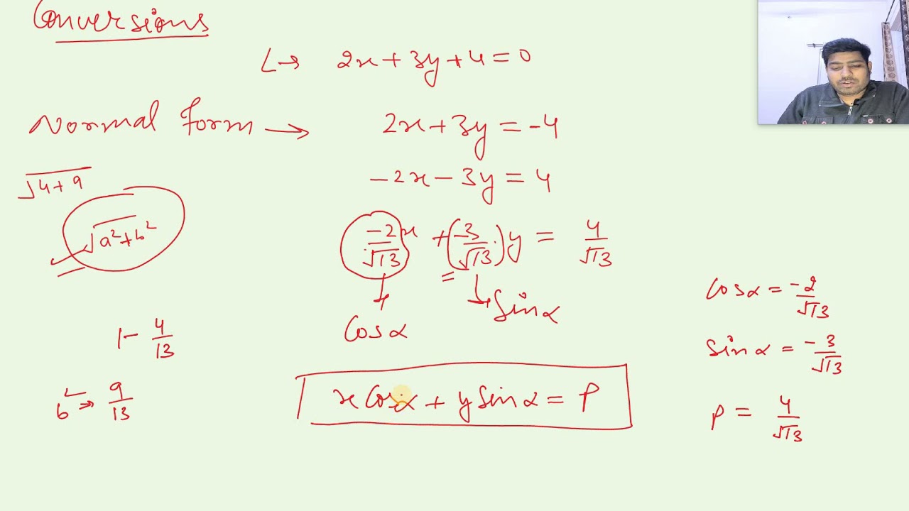 straight line | Normal form of Line | parametric form of Line | IIT-JEE ...