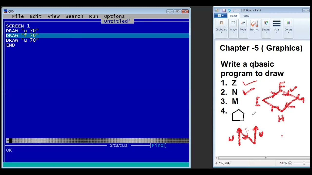 Diagonal Commands in Qbasic - YouTube