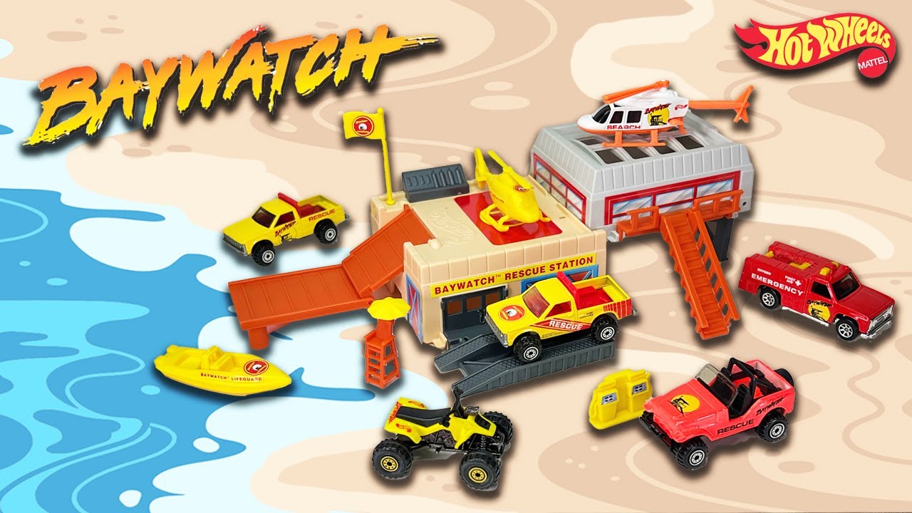Hot Wheels Baywatch Lifeguard Rescue Station Sto & Go Playset ...