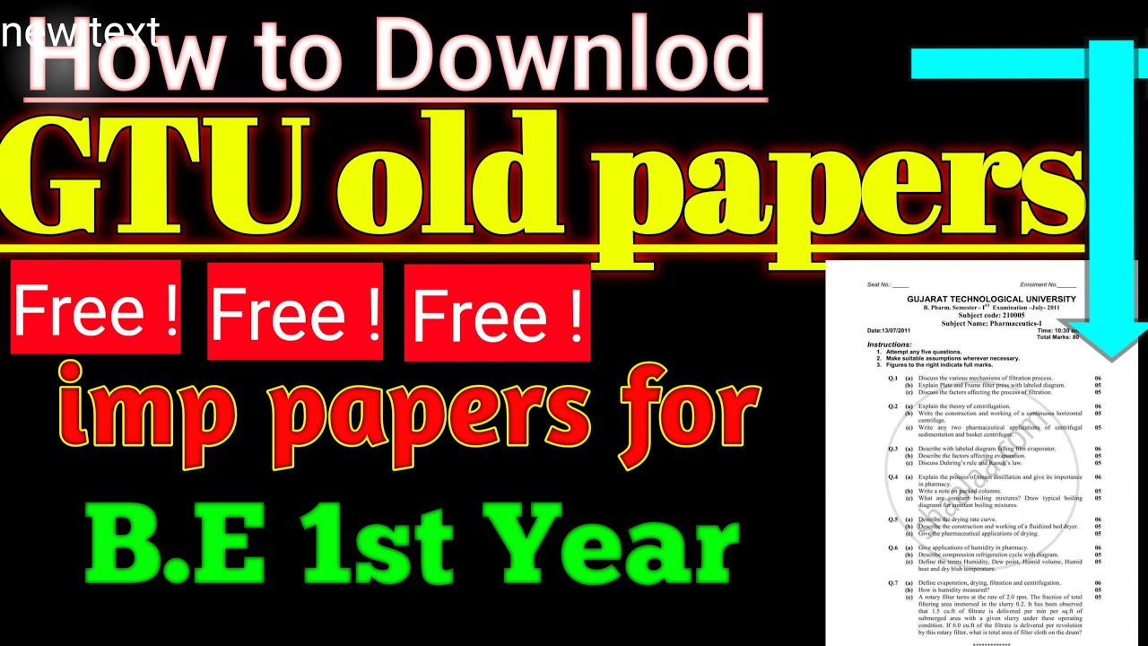 How to Downlod GTU old Papers || most imp papers for 1st year ...