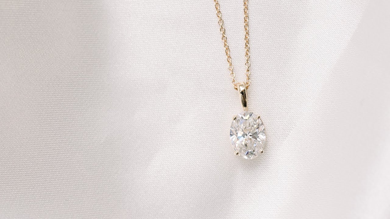 1.5ct Oval Classic Lab Diamond Pendant in 14k Yellow Gold | Ada ...