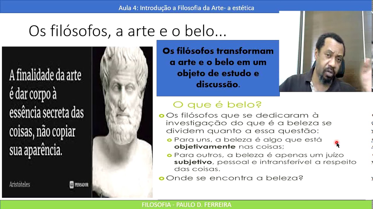 Aula 4: introdução a filosofia da arte - a estética videoaula - YouTube