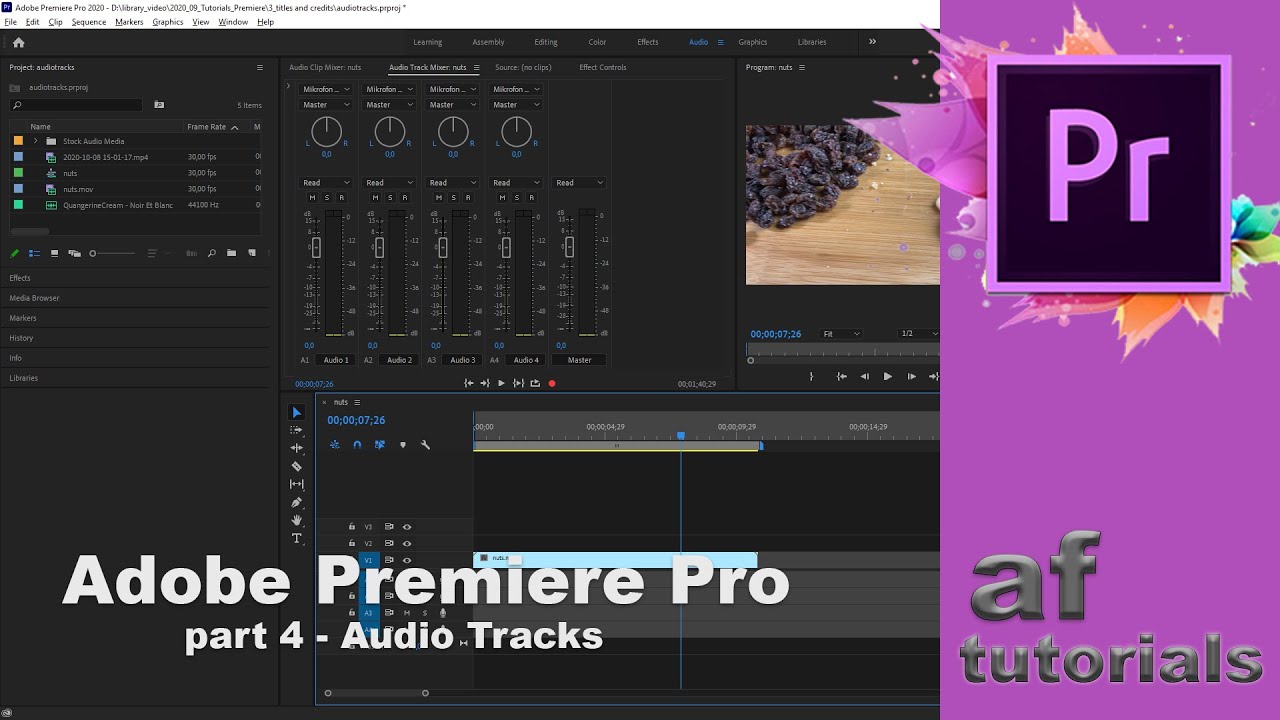 Adobe Premiere Pro - Part 4 - Audio Tracks - YouTube
