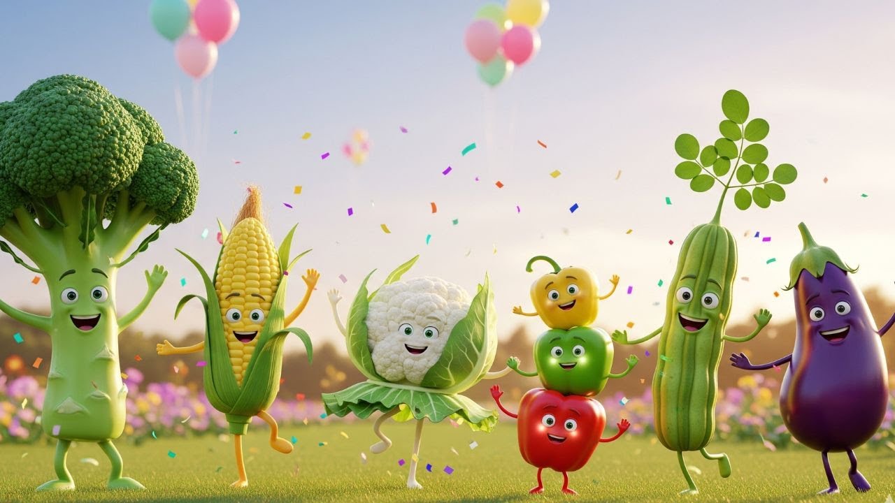 Broccoli, Corn, Cauliflower & More | Fun Dancing Vegetables Song ...