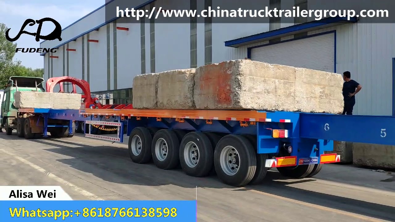 FUDENG——4 axles extendable flat trailer - YouTube