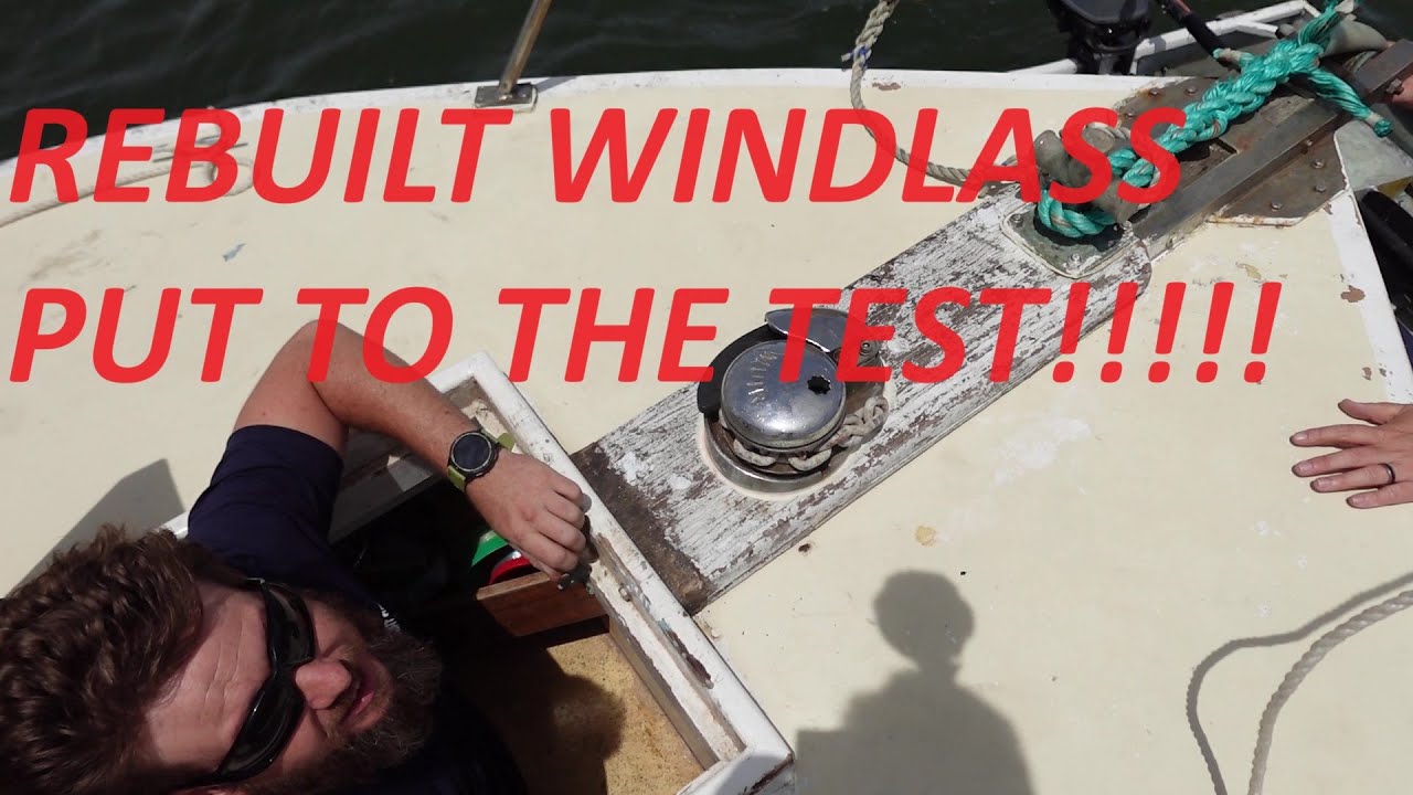 New windlass gets a workout, finally installing anchor chain in our 34ft timber boat. - YouTube