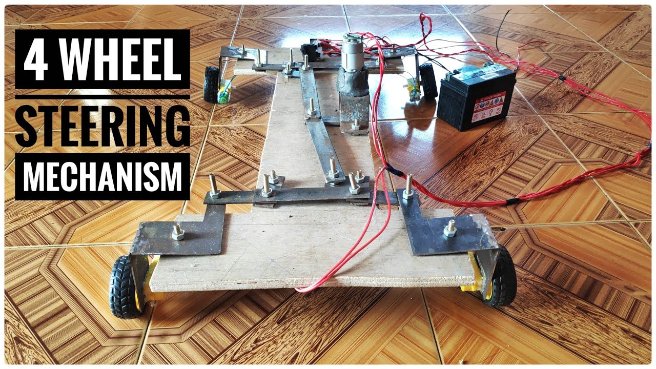 How to make 4 Wheel Steering Mechanism |4 wheel steering|in malayalam ...