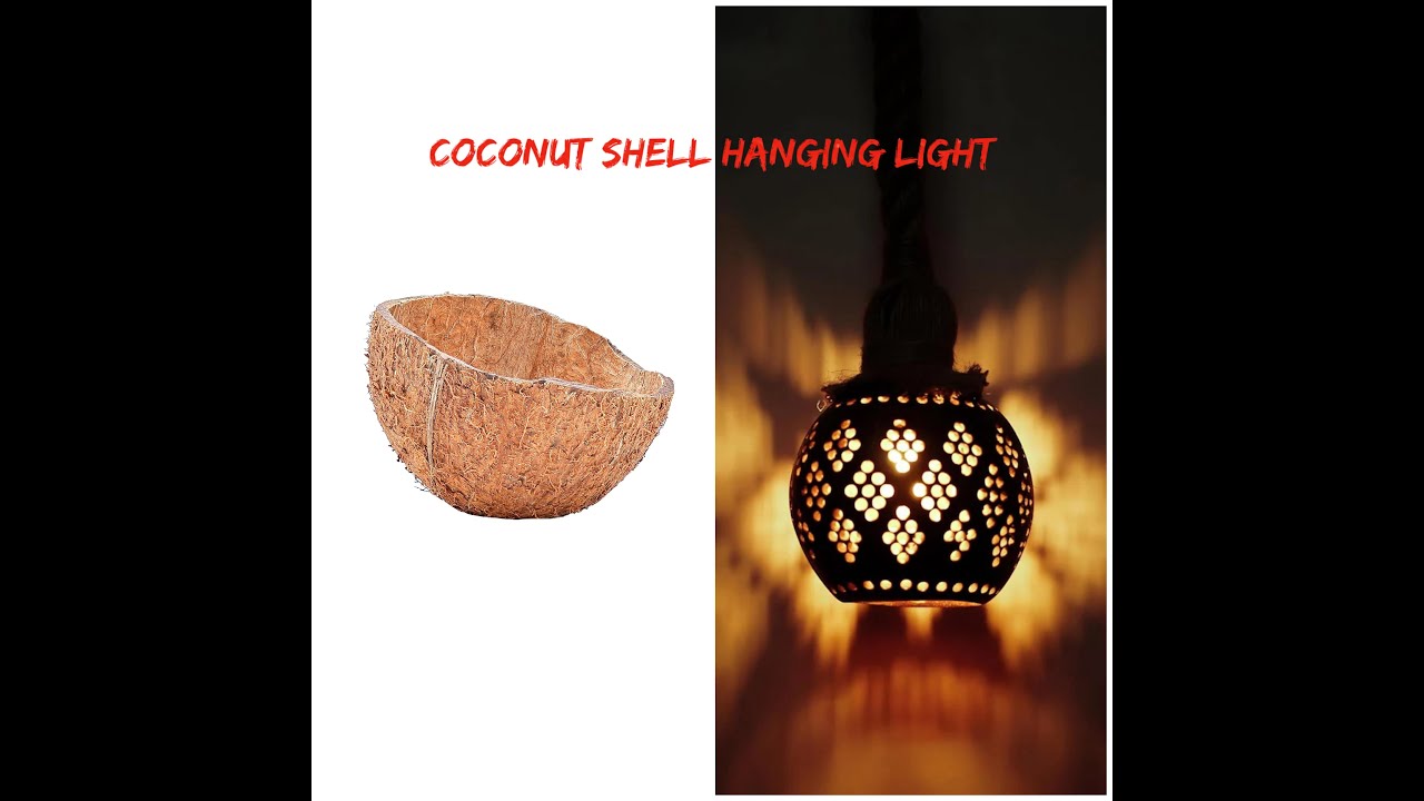 HOW TO MAKE COCONUT SHELL HANGING LIGHT 🥥 | COCONUT SHELL CRAFT | Mr ...