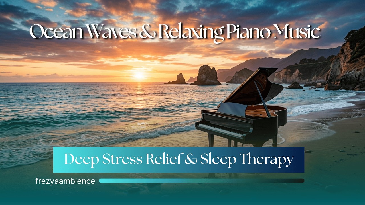 3D Ocean Waves & Relaxing Piano Music | Deep Stress Relief & Sleep ...