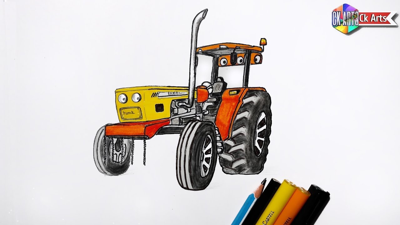 HMT 5911 ट्रैक्टर ड्राइंग I 5911 Modified Tractor Drawing I How to draw ...
