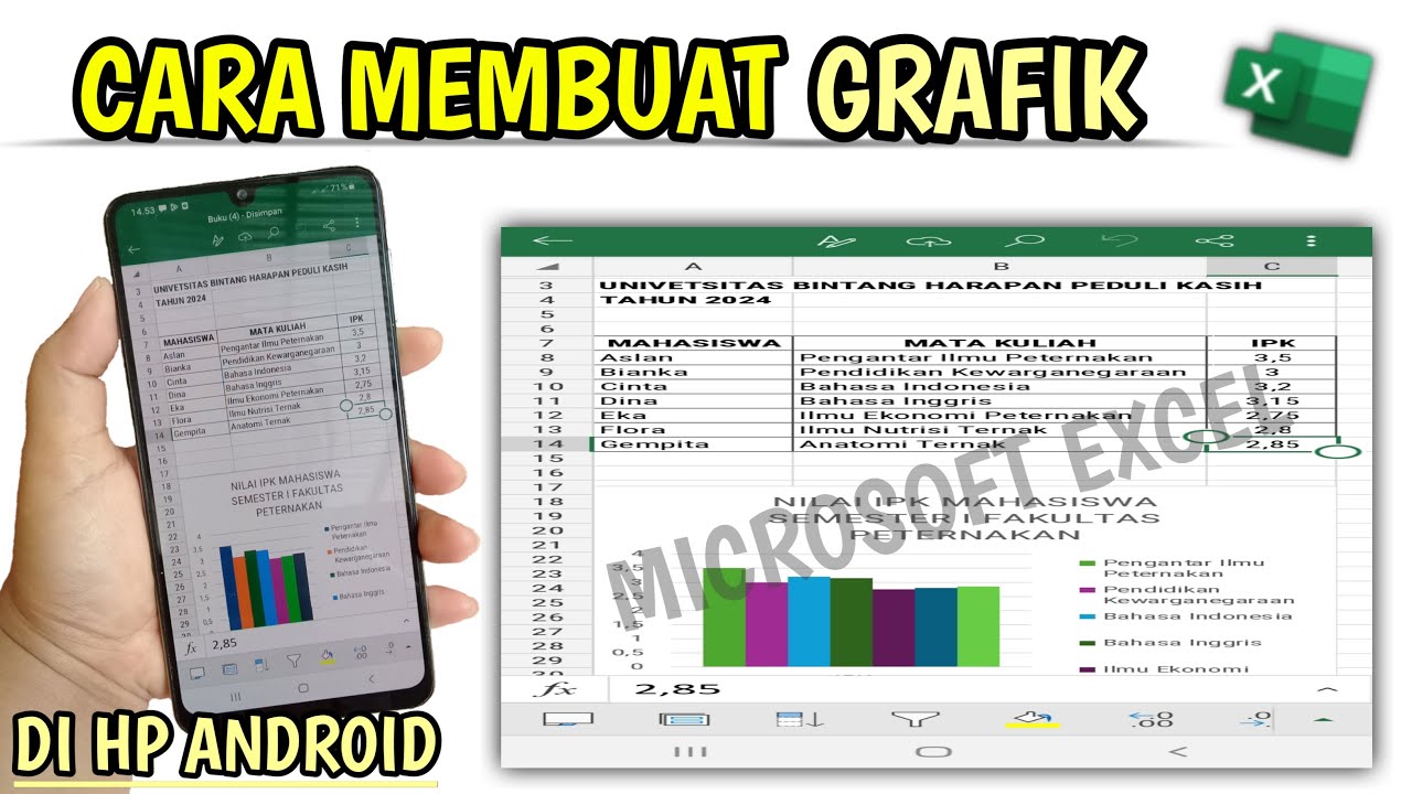 CARA MEMBUAT GRAFIK DI MICROSOFT EXCEL HP ANDROID - YouTube