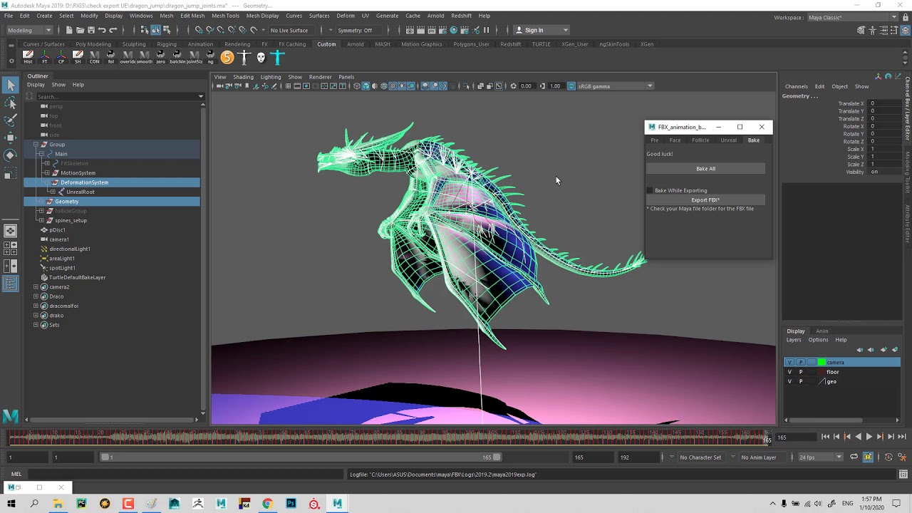 Fbx animation baking (from Maya to UE) - testing script - YouTube