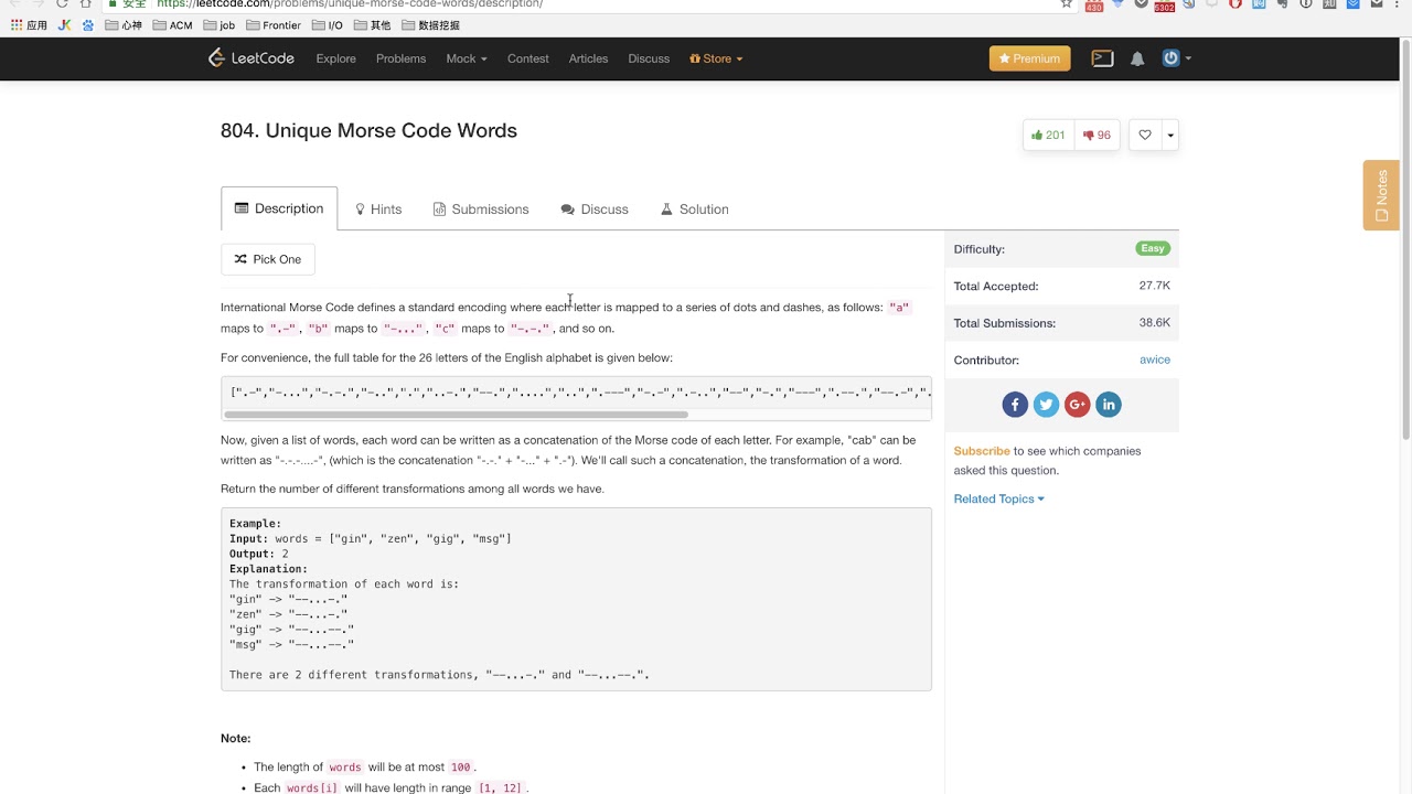 2 Leetcode 804 Unique Morse Code Words Youtube 9853