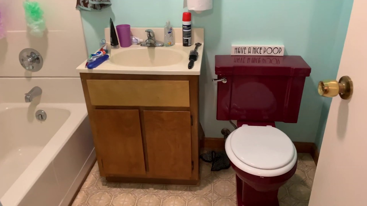 Vintage 1956 maroon Standard toilet at my house - YouTube