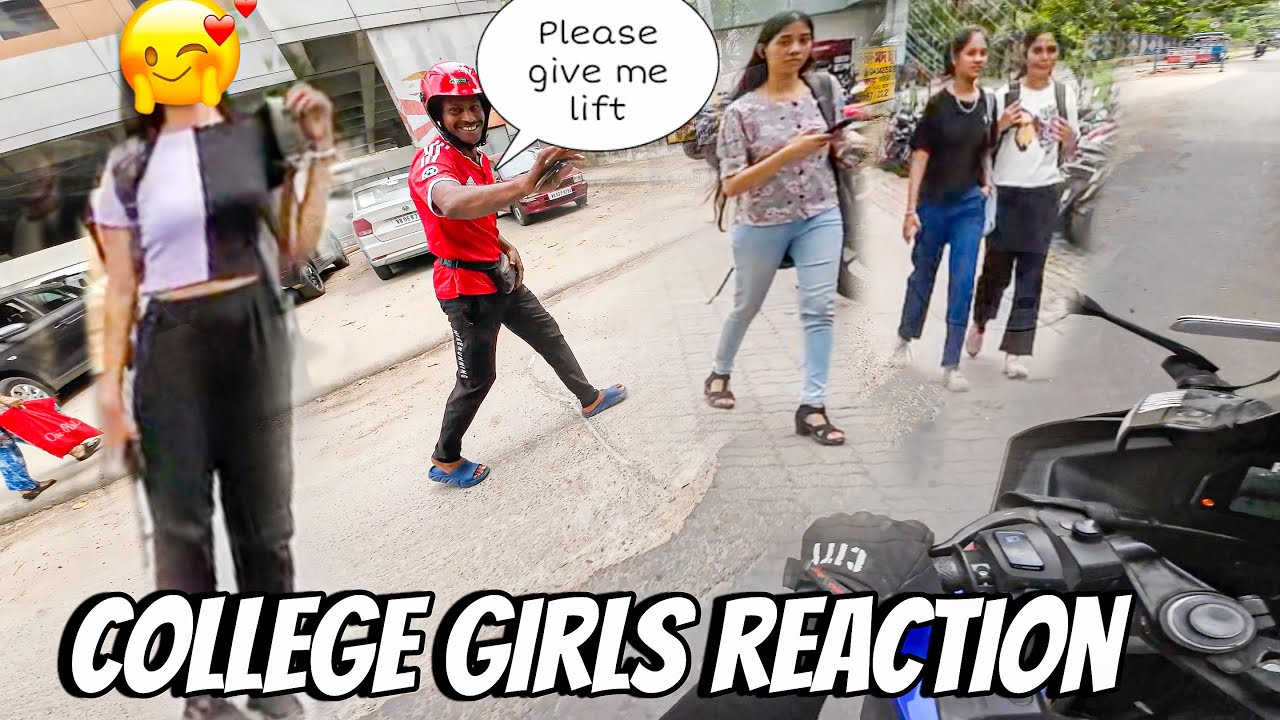 College girls reaction || Please give me lift || @ride_with_bosco - YouTube