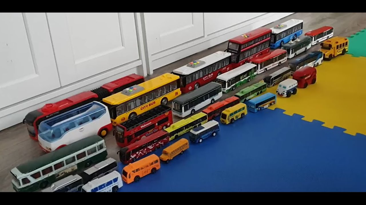 Bus collection for kids: long bus, school bus, double decker bus ...