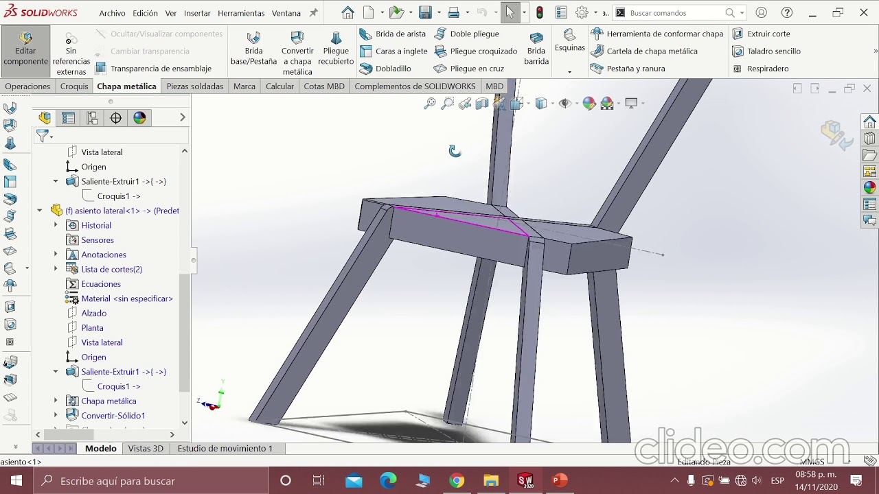 —SOLIDWORKS ENSAMBLE SILLA - YouTube