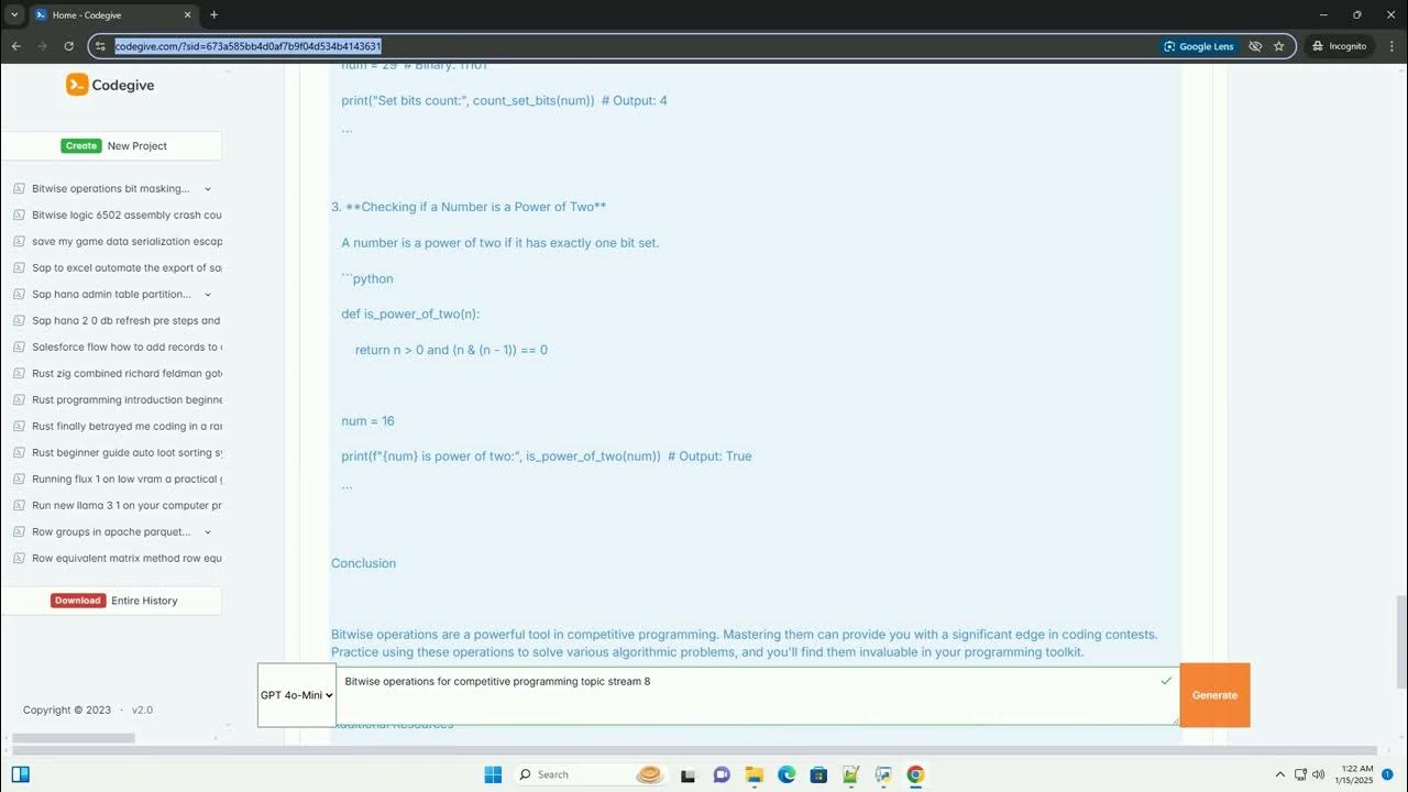 bitwise operations for competitive programming topic stream 8 - YouTube
