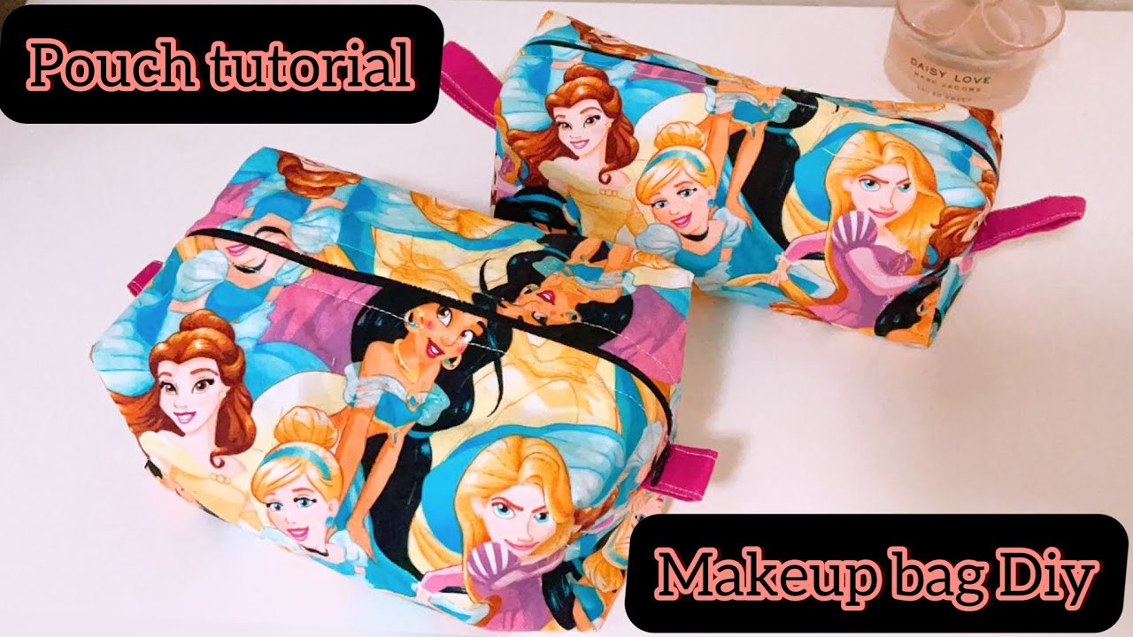 Zippered box pouch sewing tutorial / DIY Easy makeup bag / Cosmetic ...