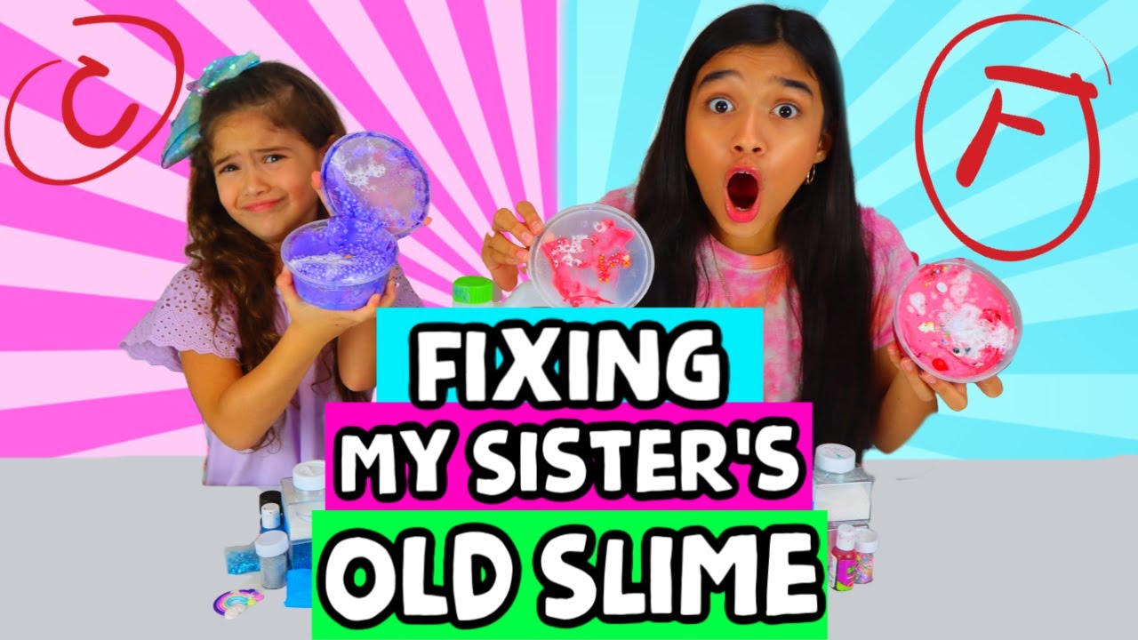 FIXING & GRADING MY SISTER'S OLD & DISGUSTING SLIME CHALLENGE!!|JASMINE ...
