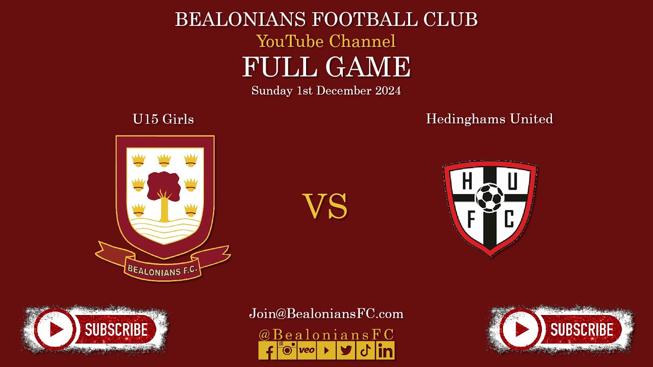 FULL GAME - U15 Girls vs Hedinghams United - 01.12.24 - YouTube