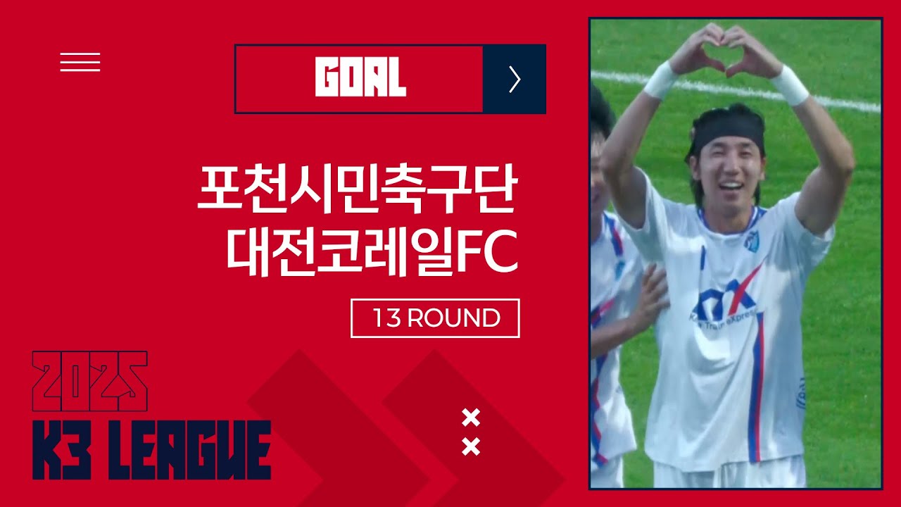 Goal [K3 League] 포천시민축구단 vs 대전코레일FC - 13R - 2025.06.15 - 포천종합운동장 - YouTube