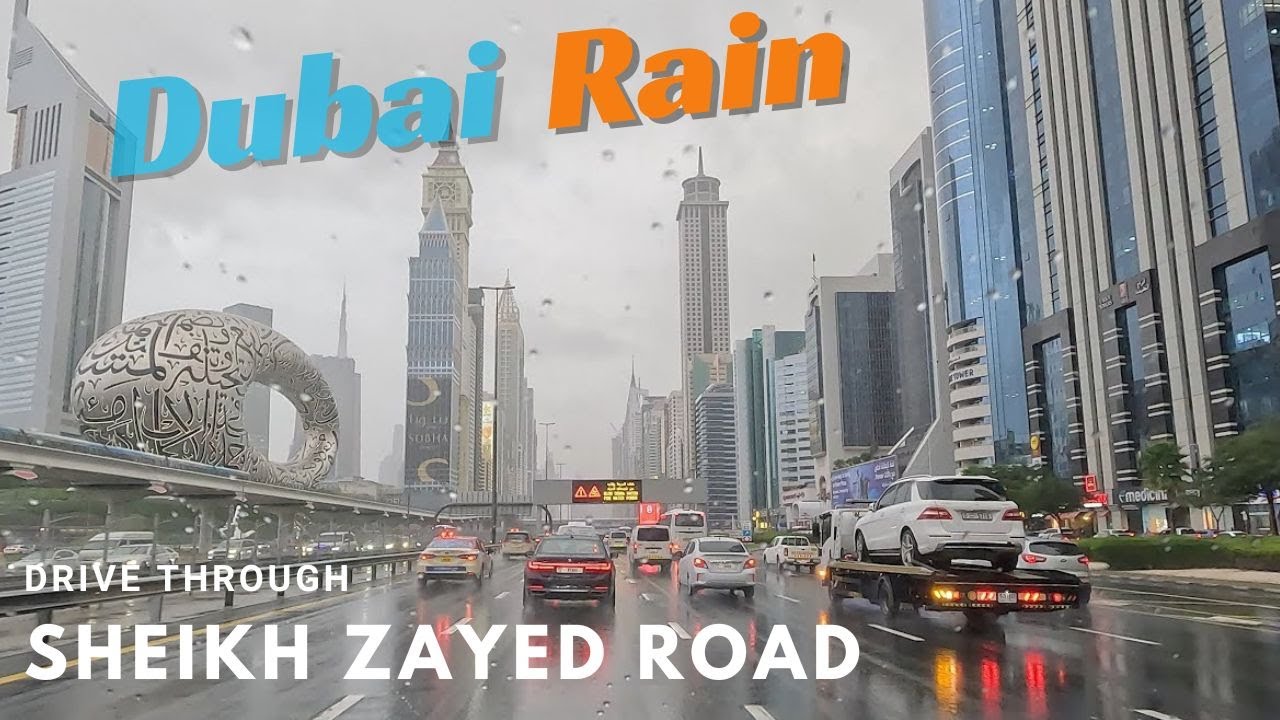 Amazing Rain Drive through Dubai Sheikh Zayed Road | Original Audio ...