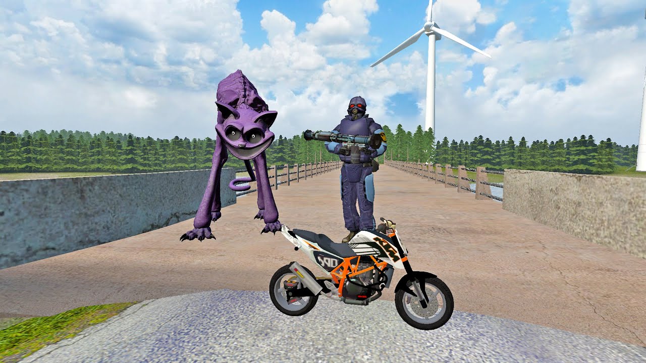 Monster CatNap Poppy Playtime are chasing a Motorcycle in Garry's mod ...