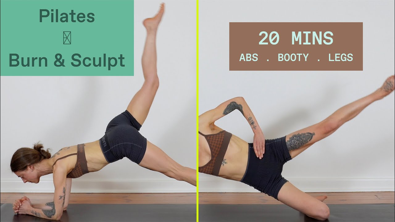 Burn & Sculpt / Lean Pilates Home Workout / 20 Mins Abs Legs Booty ...