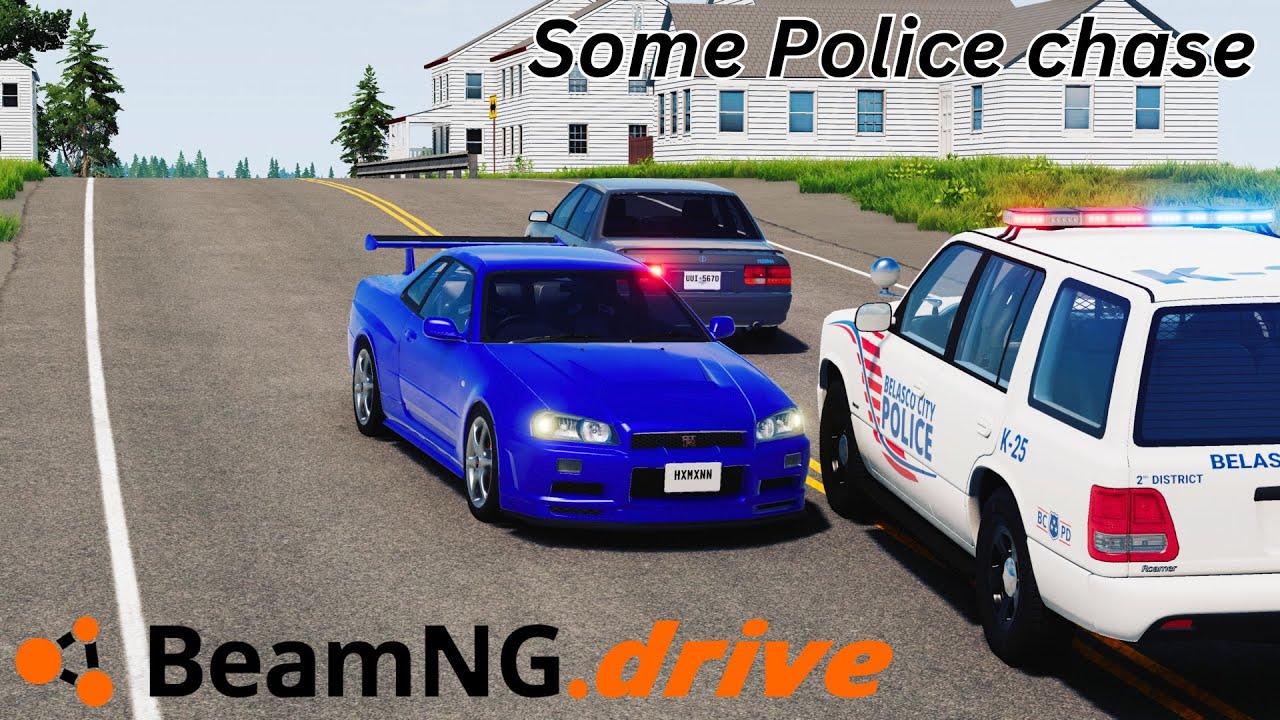 Reviewing the Nissan GT-R R34 and some Police Chase in Beamng Drive ...