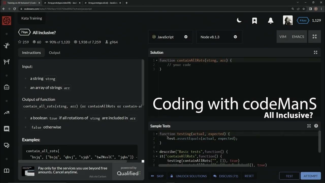 Codewars 7 kyu All Inclusive Javascript - YouTube