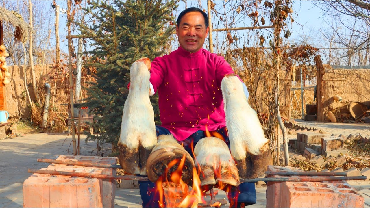 4 Huge TROTTERS Freshly Taken from Cow! Best Barbecue for Winter Time ...