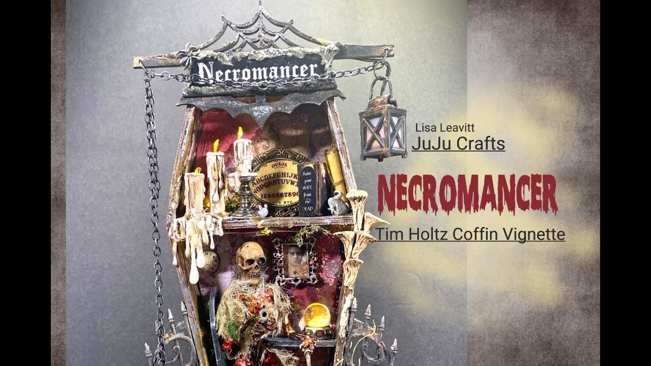 Tim Holtz Coffin Vignette NECROMANCER witch corpse skeleton Halloween ...