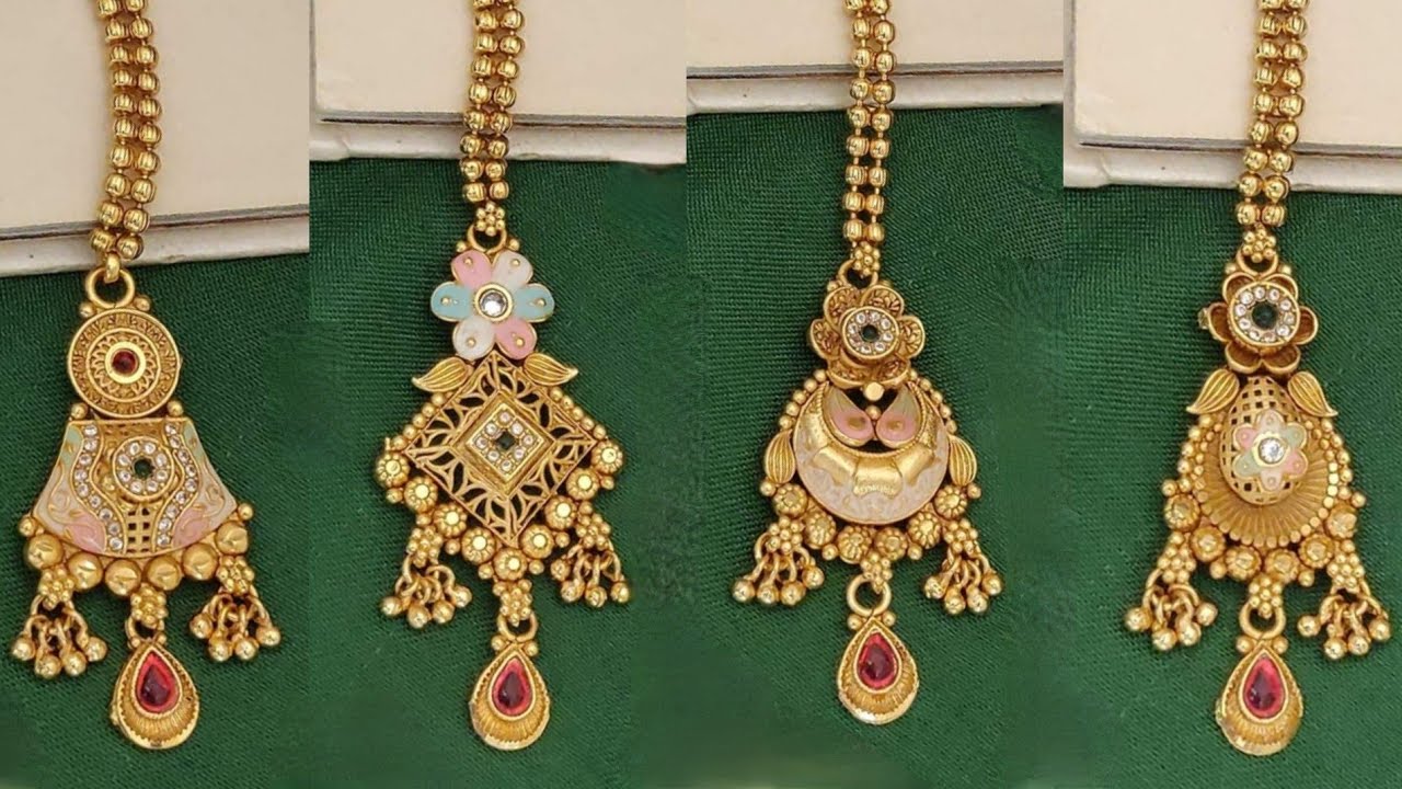 Rajwadi Braidal Gold Mang Tika Under "1Tola (10 Gram) ll Mang Tika ll ...